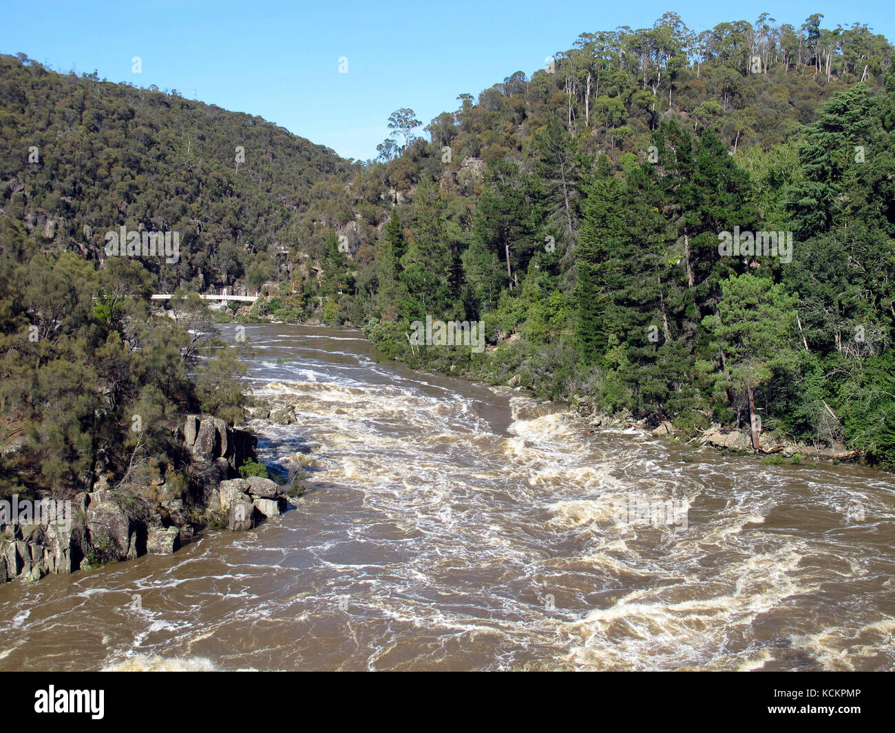 South Esk River in flood. Cataract Gorge, Launceston, Tasmania ...