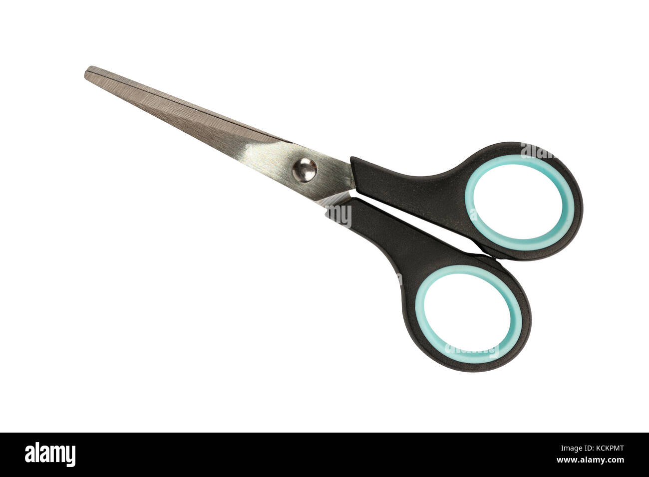 Close up of small modern office stationery metal closed scissors with ...