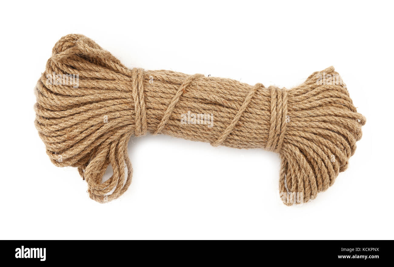 One big coil skein of natural brown twine hessian burlap jute rope ...