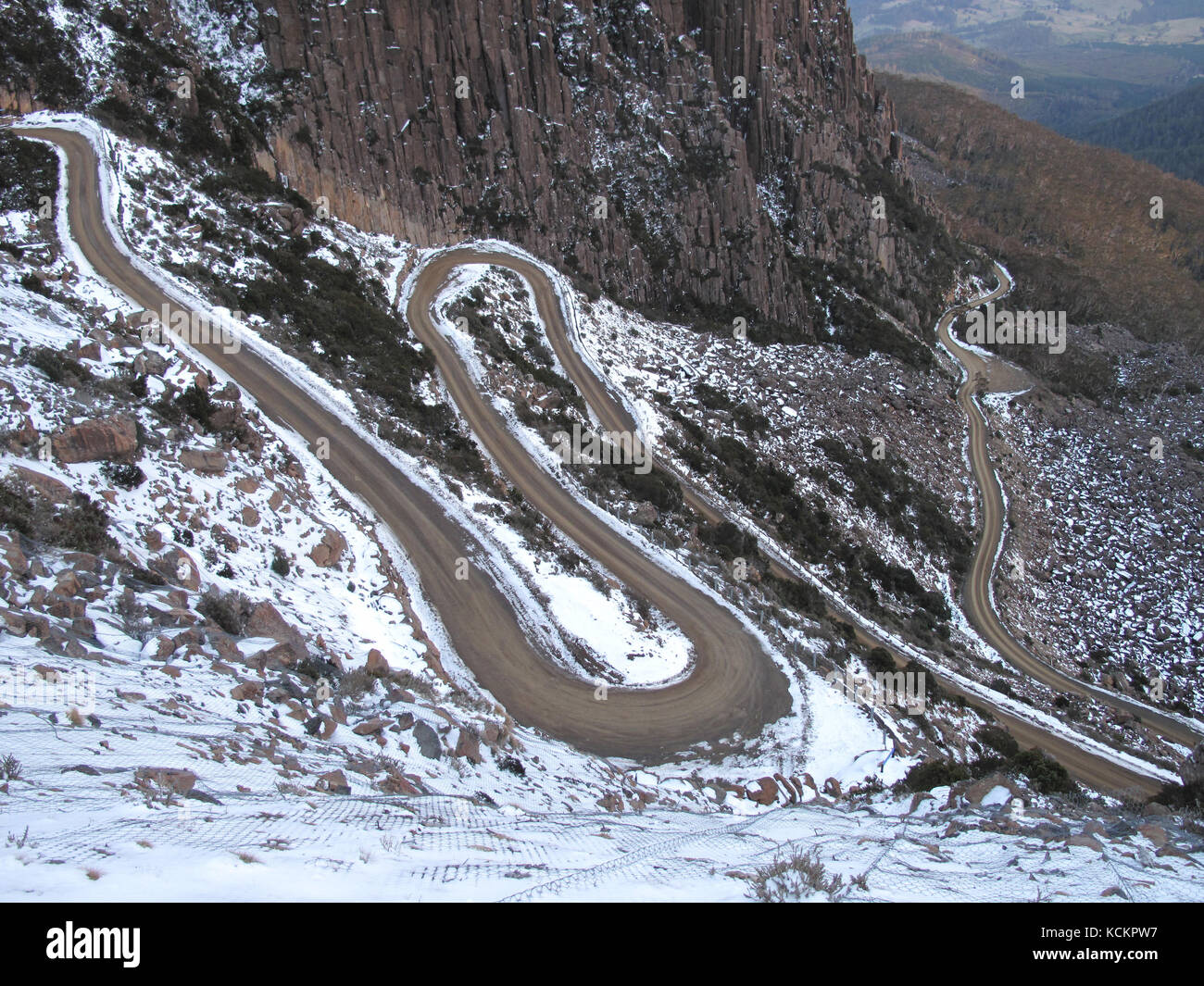 Road known as Jacobs Ladder, famous for its hairpin bends which lead to ...