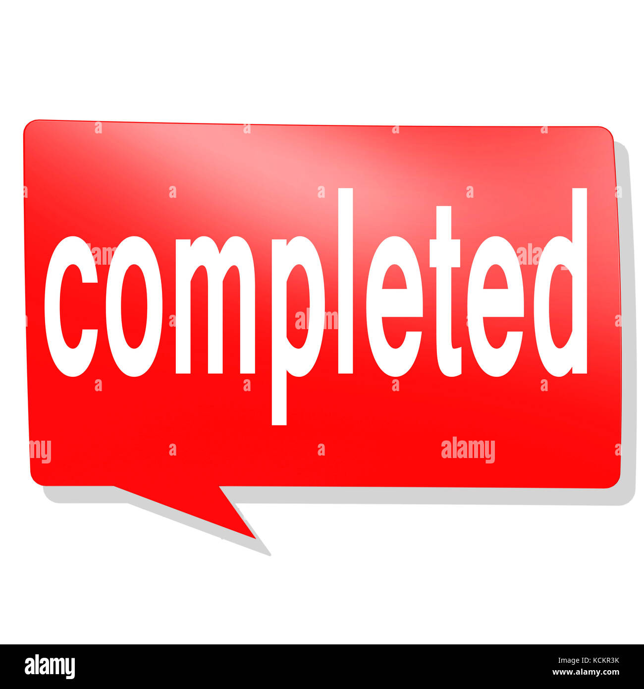 Completed word on red speech bubble image with hi-res rendered artwork ...