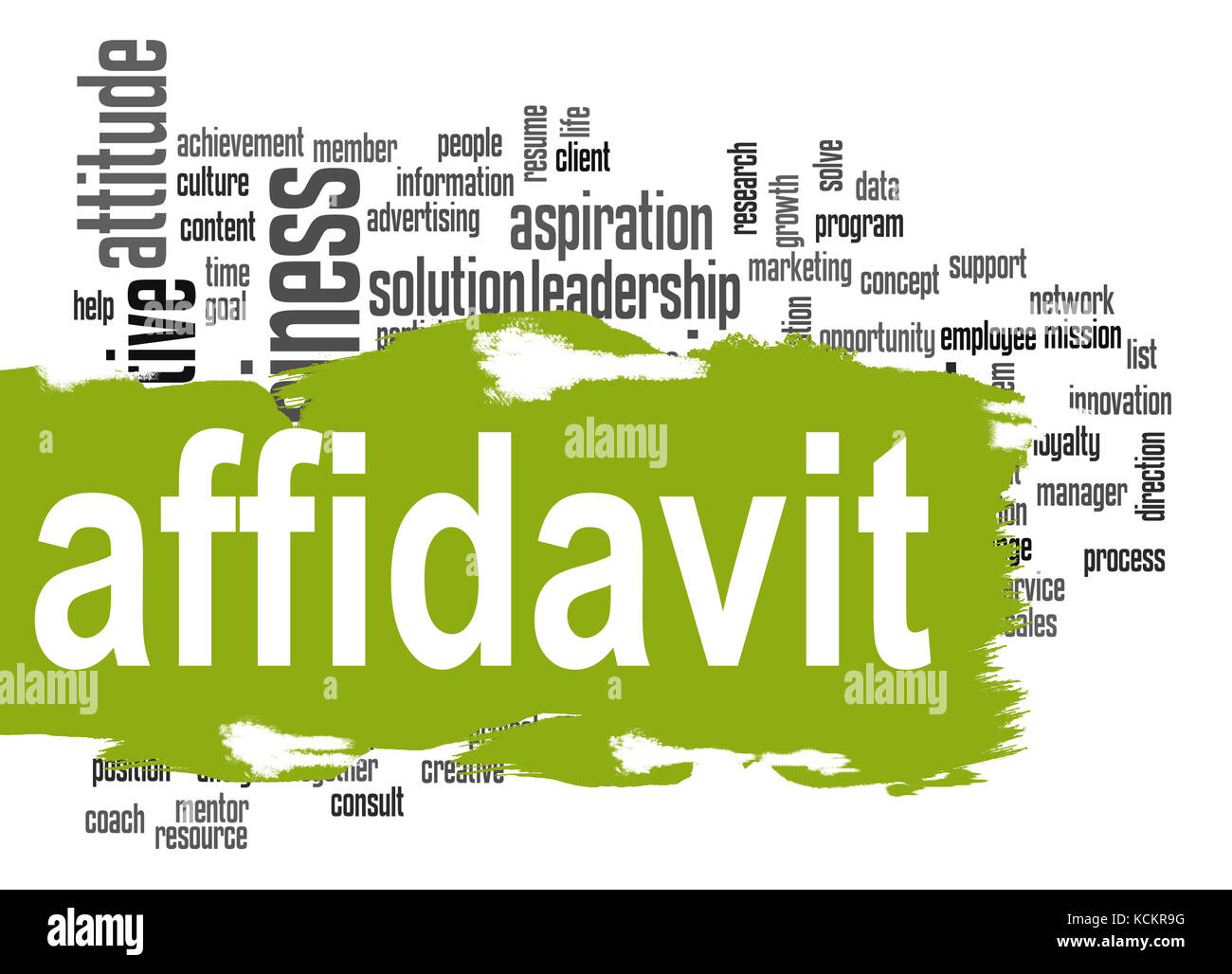 Affidavit word cloud with green banner image with hi-res rendered ...