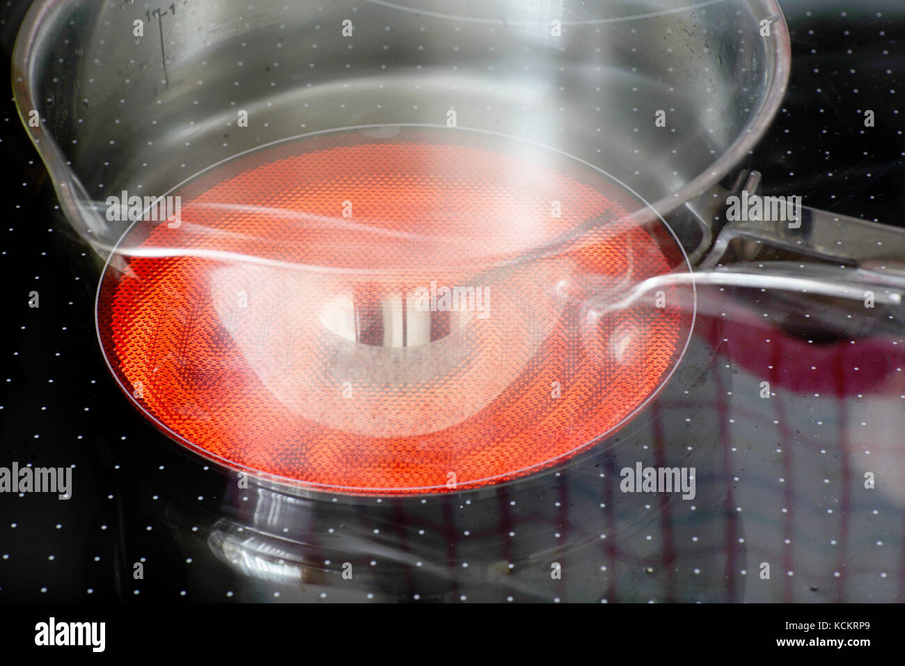 Ceramic hob in operation with high temperatures for cooking Stock Photo ...