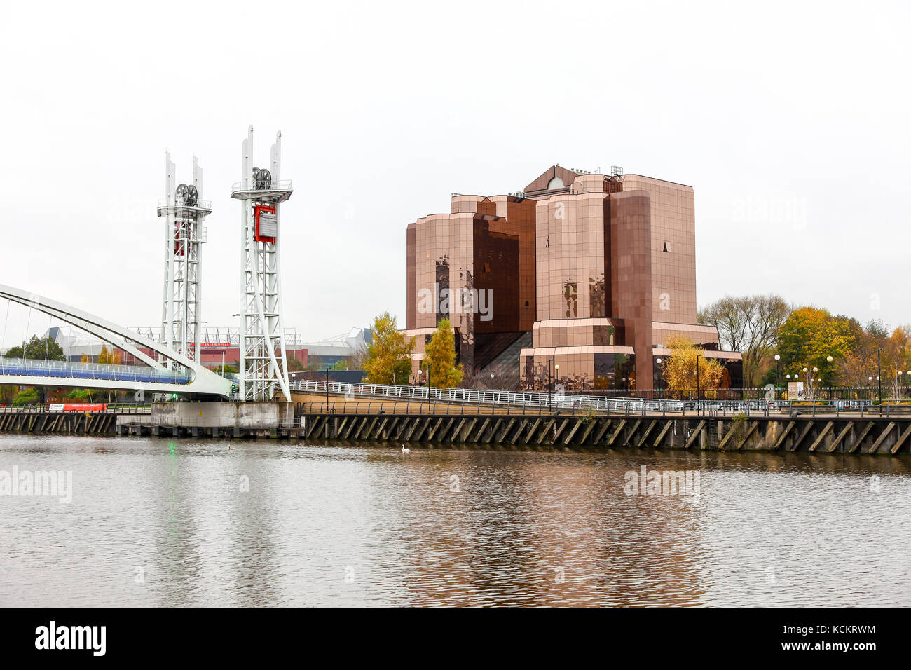 Quay West, a bronze curtain glazed office building next to The Salford ...