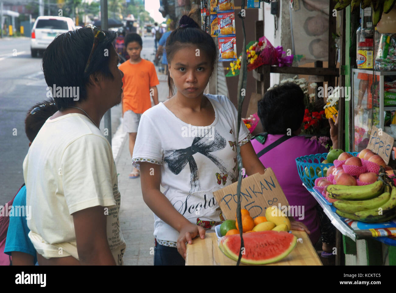 Sari-sari store selling snacks and fruit on display, Cebu, Philippines ...