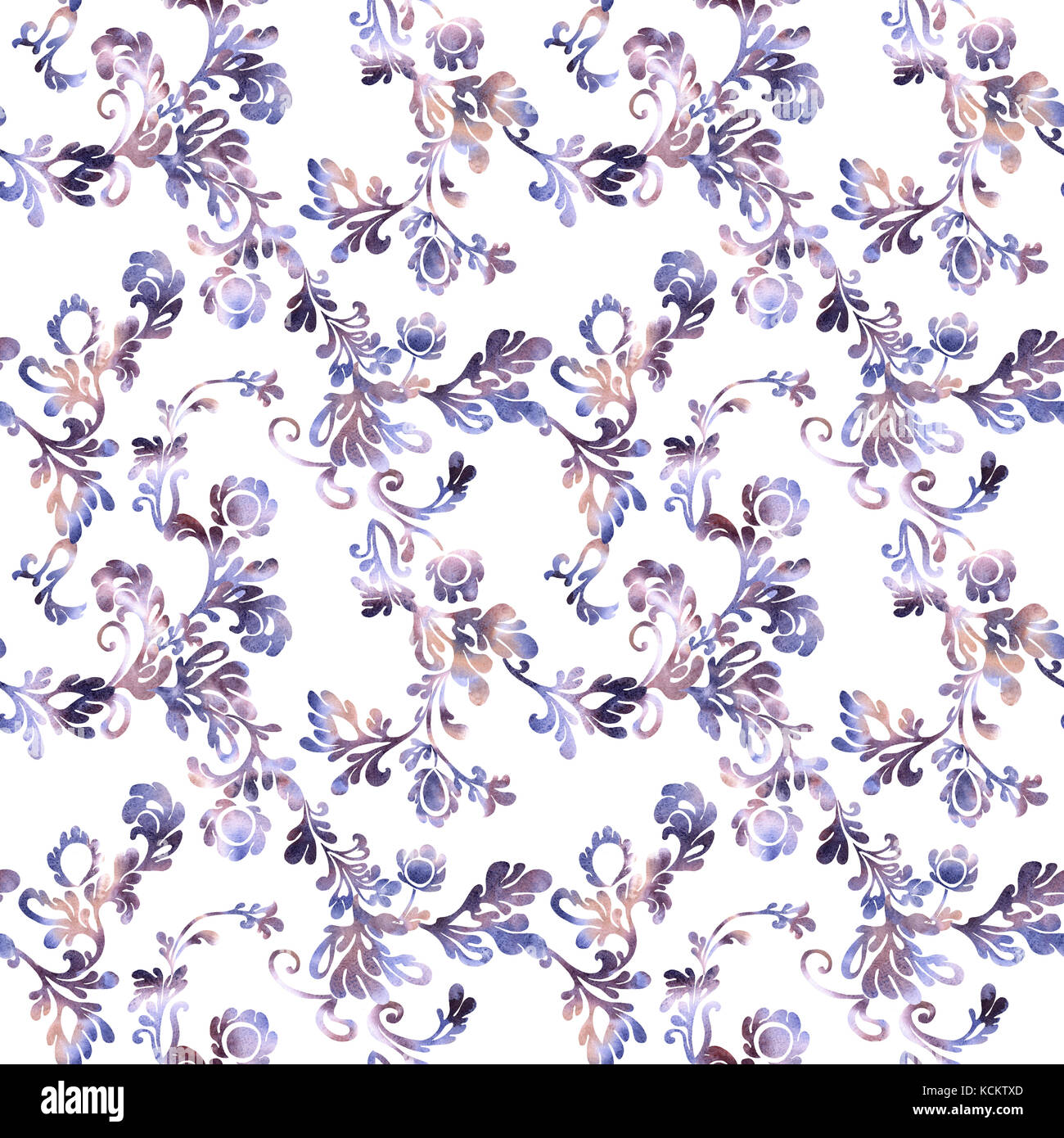 Retro purple flower and leaves exquisite vintage ornament pattern Stock ...