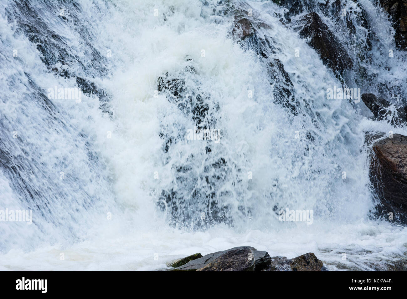 Small waterfall near Ffestiniog in North Wales with a torrent of water ...