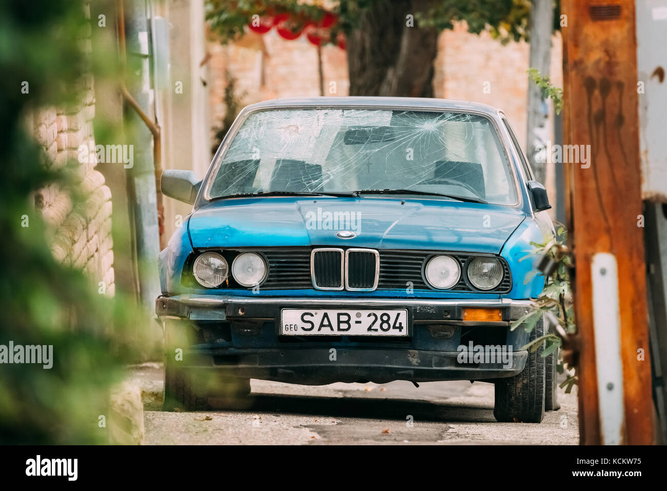 Tbilisi, Georgia - October 21, 2016: Old rusty sedan car BMW 3 Series ...