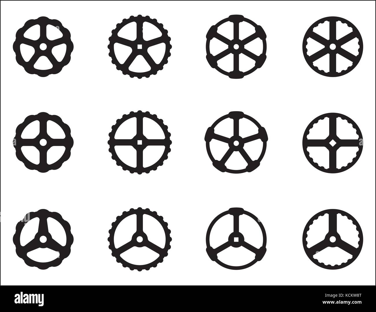 Hand wheel icons. Vector illustration for adjustment and operation ...