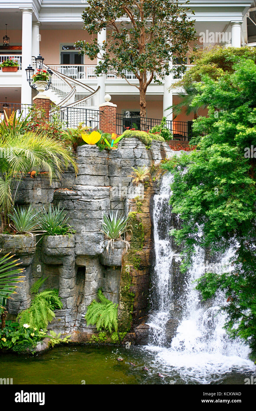 Waterfall in the botanical garden style Gaylord Opryland hotel resort ...