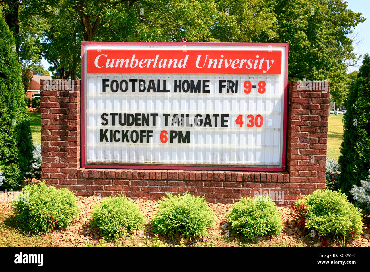 Cumberland University entrance information sign in Lebanon TN, USA ...