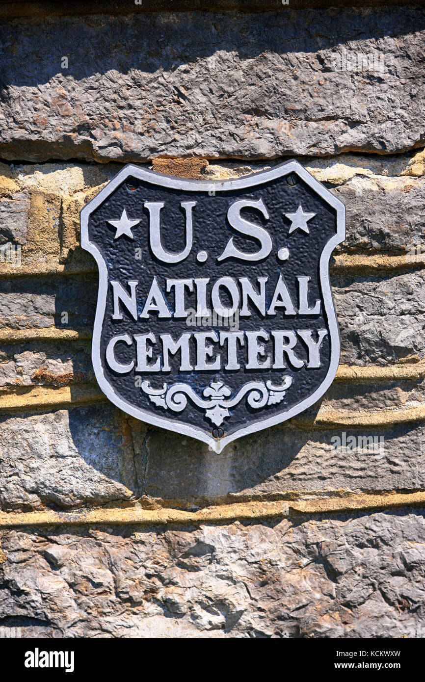US National Cemetery wall sign at Stones River Battlefield and Cemetery ...