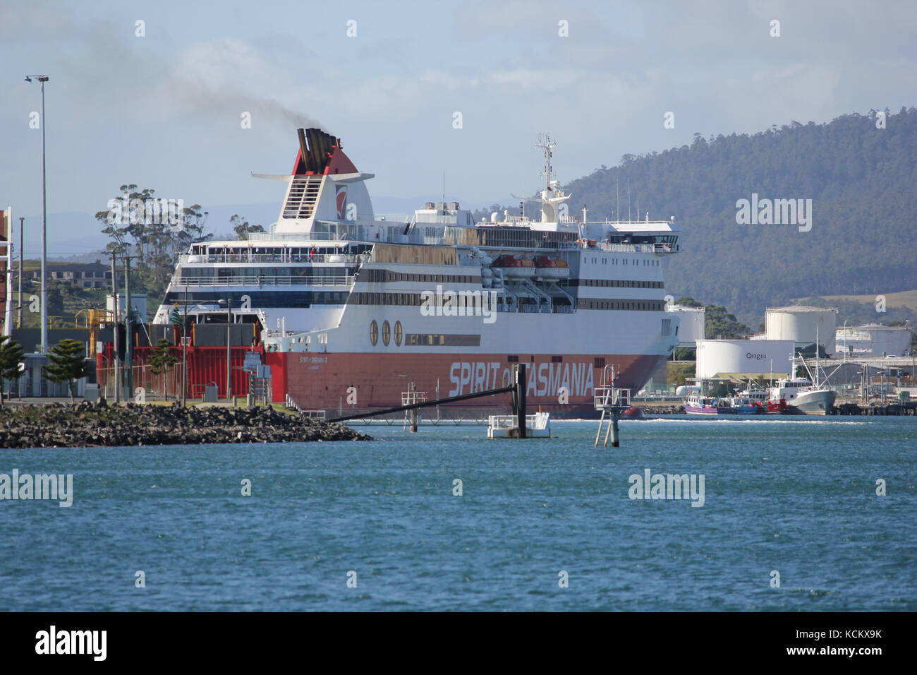 The ’Spirit of Tasmania’ Bass Strait ferry departing the Mersey River ...