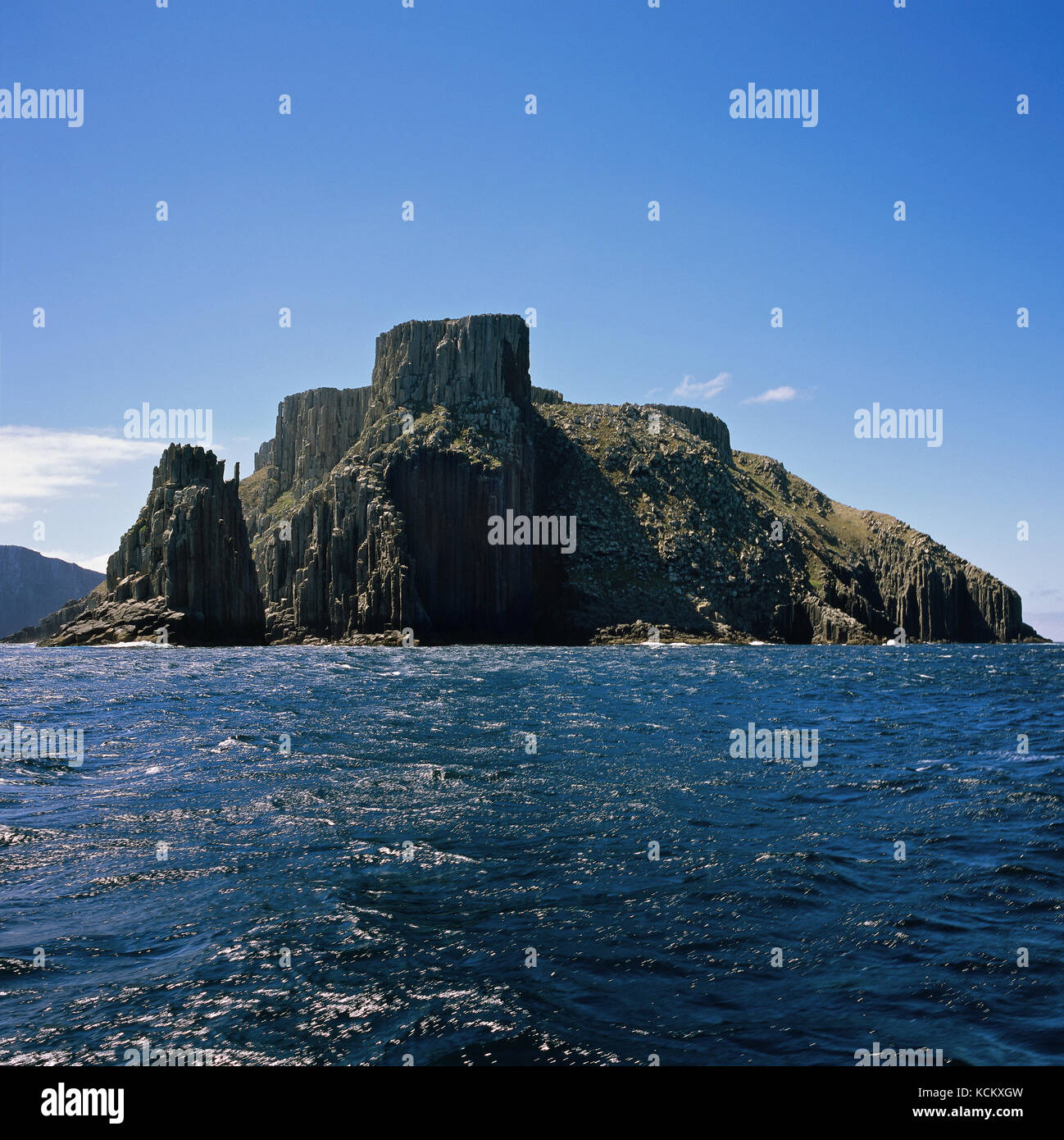 Tasman Island from the water, with dolerite formations rising nearly ...