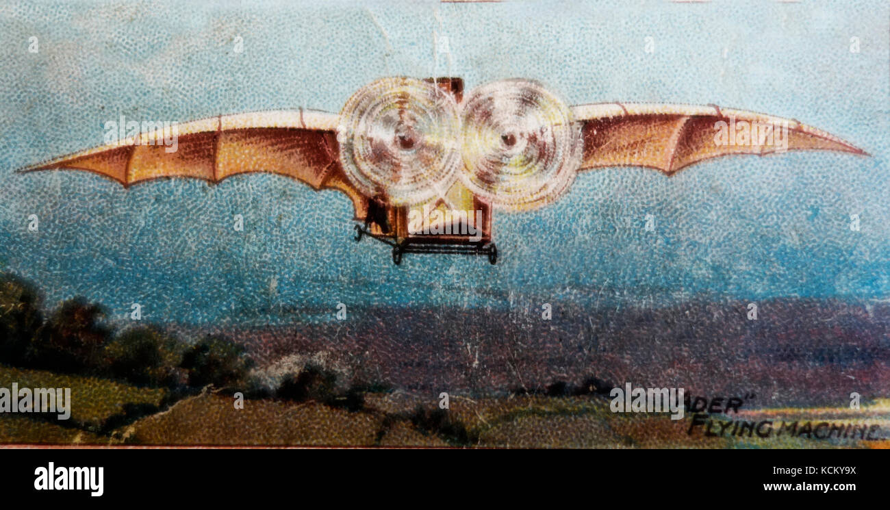 A vintage illustration of a antique flying machine Stock Photo - Alamy