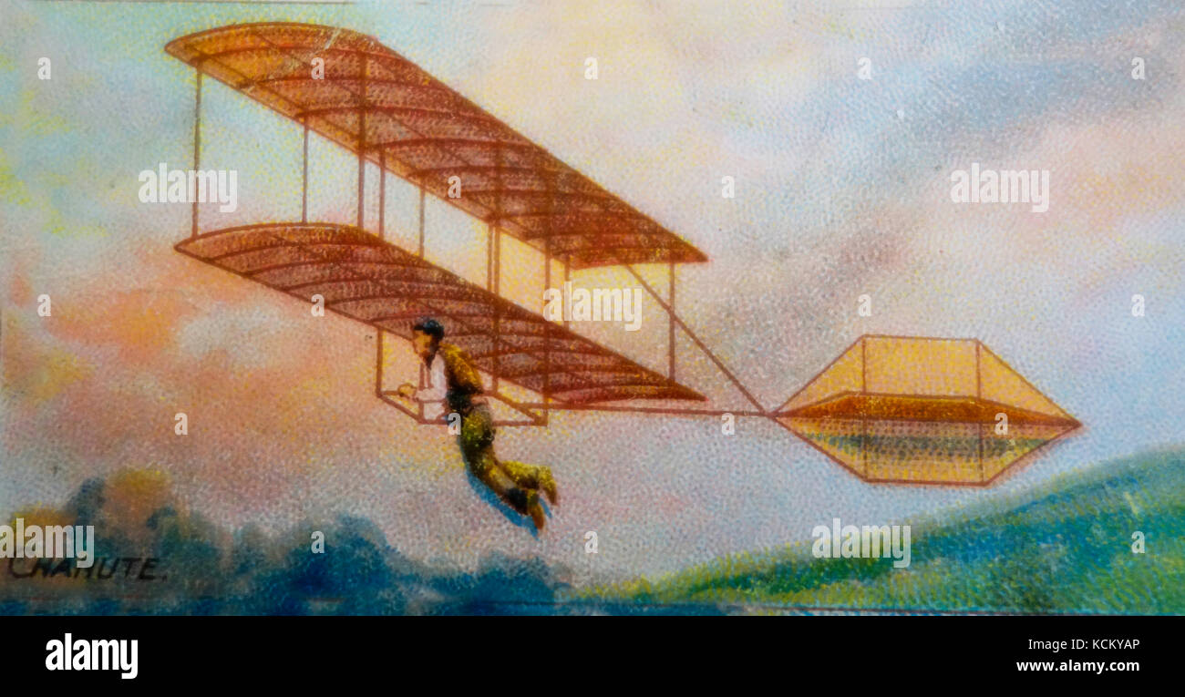 A vintage illustration of a antique flying machine Stock Photo - Alamy