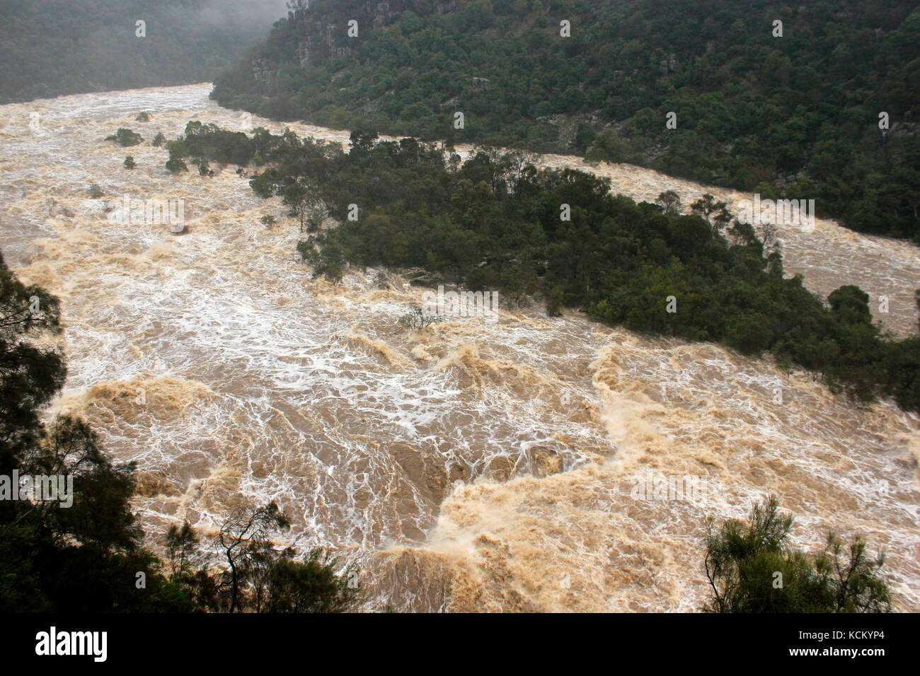 South Esk River in flood. Cataract Gorge, Launceston, Tasmania ...