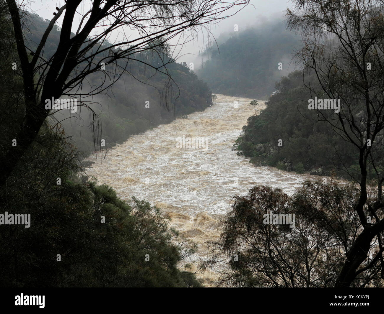 South Esk River in flood. Cataract Gorge, Launceston, Tasmania ...
