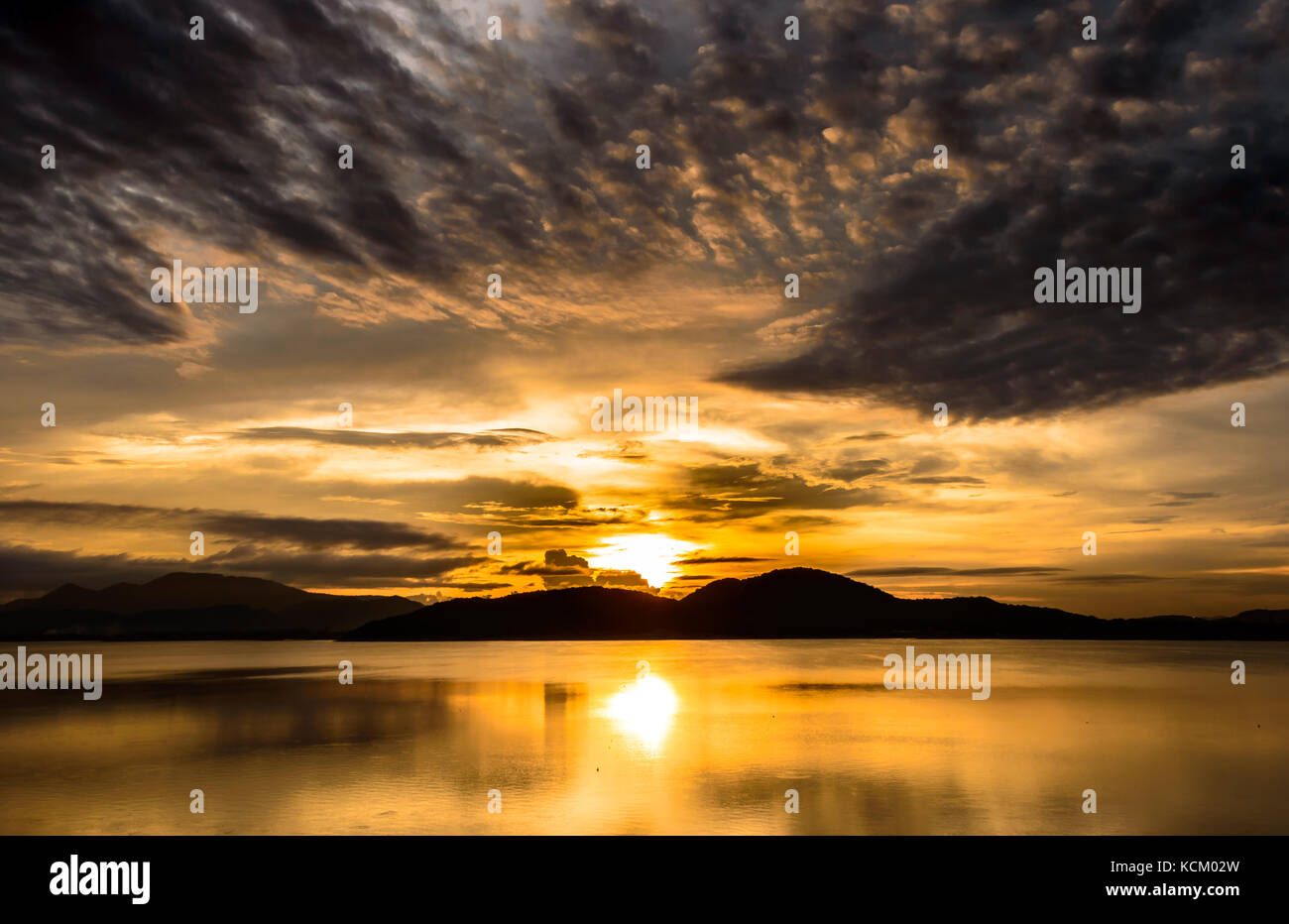 Nature in twilight period. Sunrise or sunset over the sea. sunset view ...