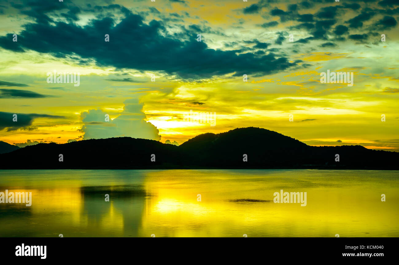 Nature in twilight period. Sunrise or sunset over the sea. sunset view ...
