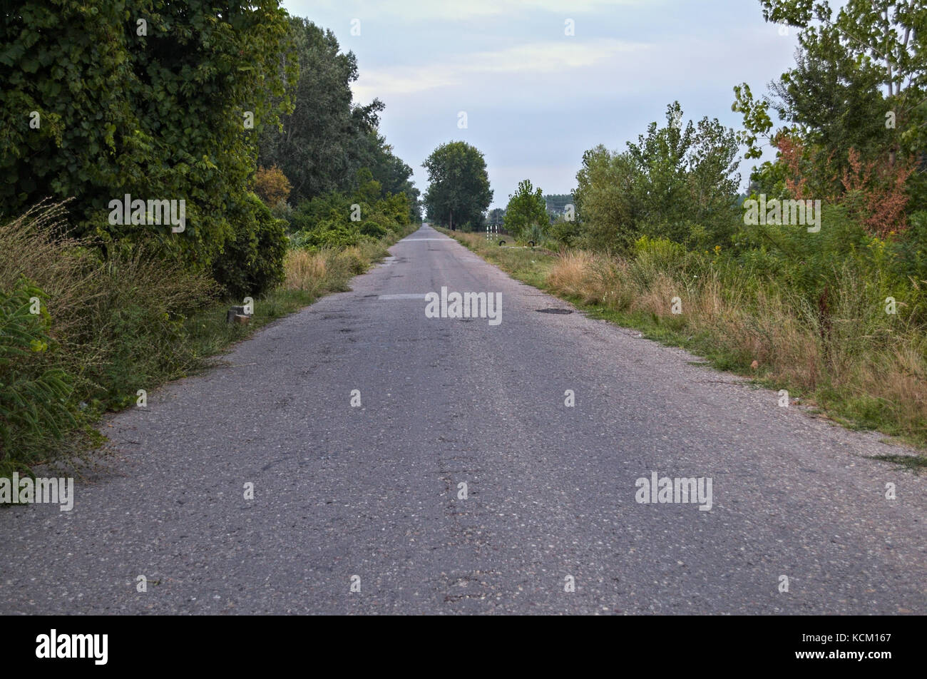 Empty rural asphalt side road Stock Photo - Alamy