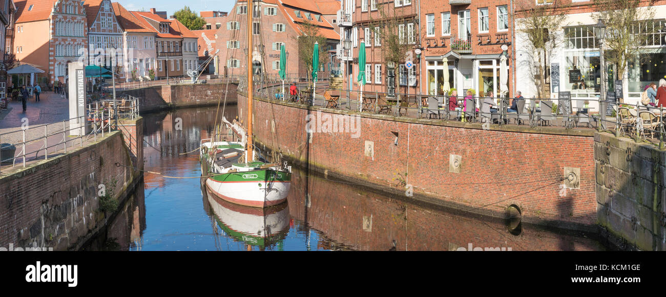 medieval old town Stade with historical harbour in Germany Stock Photo ...