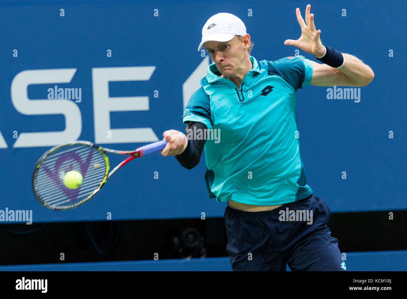 Kevin Anderson (RSA) competing in the Men's Semi-Finals at the 2017 US ...
