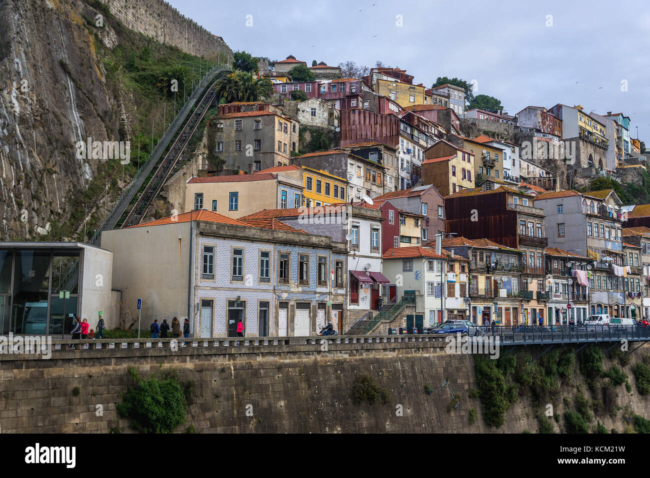 Houses on a riverfront of Douro River in Porto city on Iberian ...
