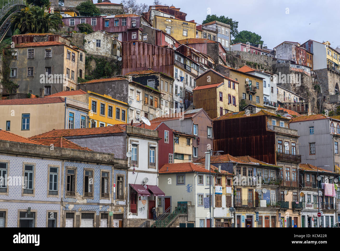 View on a riverfront of Douro River in Porto city on Iberian Peninsula ...