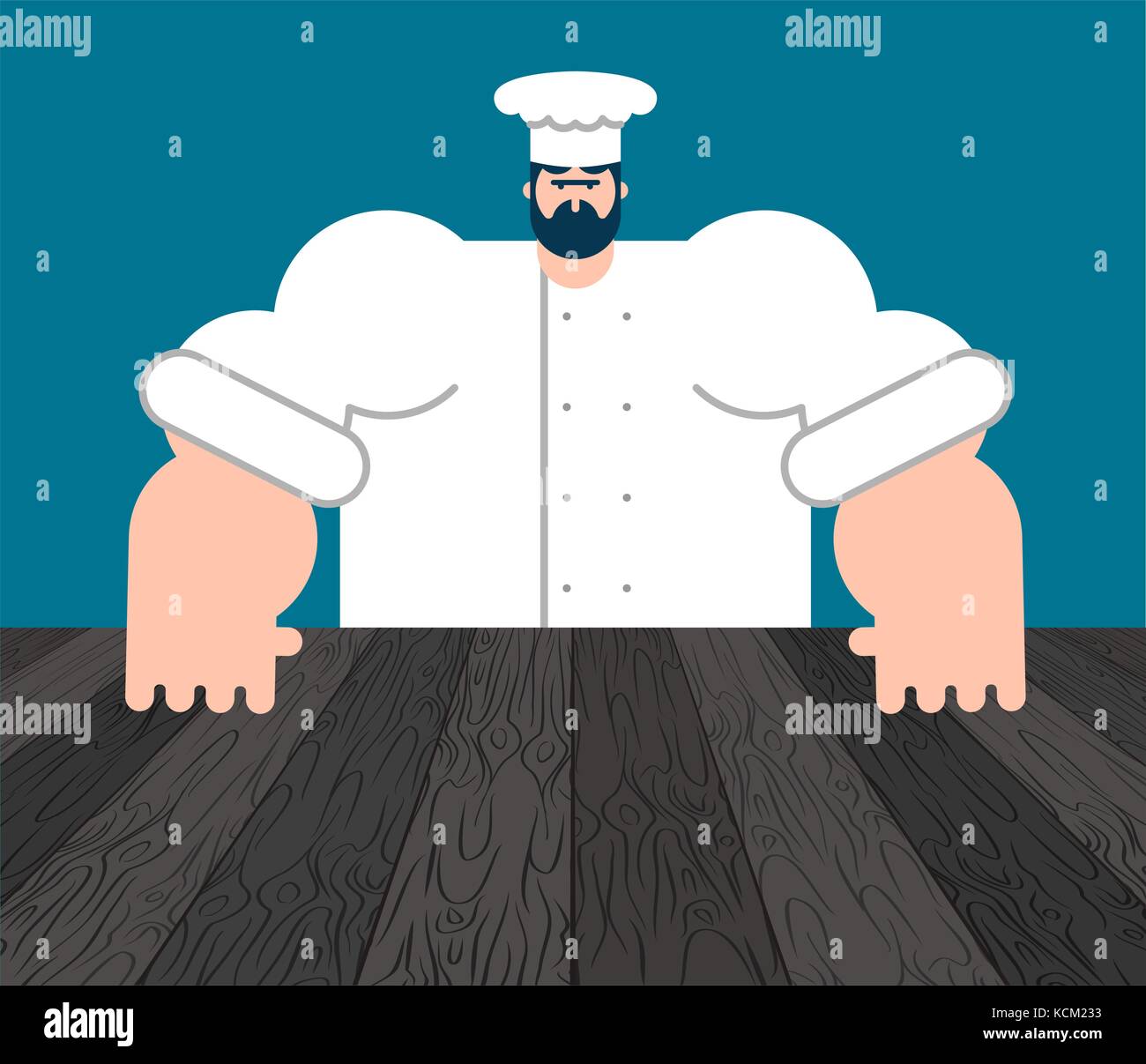 Chef and table. Template for restaurant. Vector illustration Stock ...