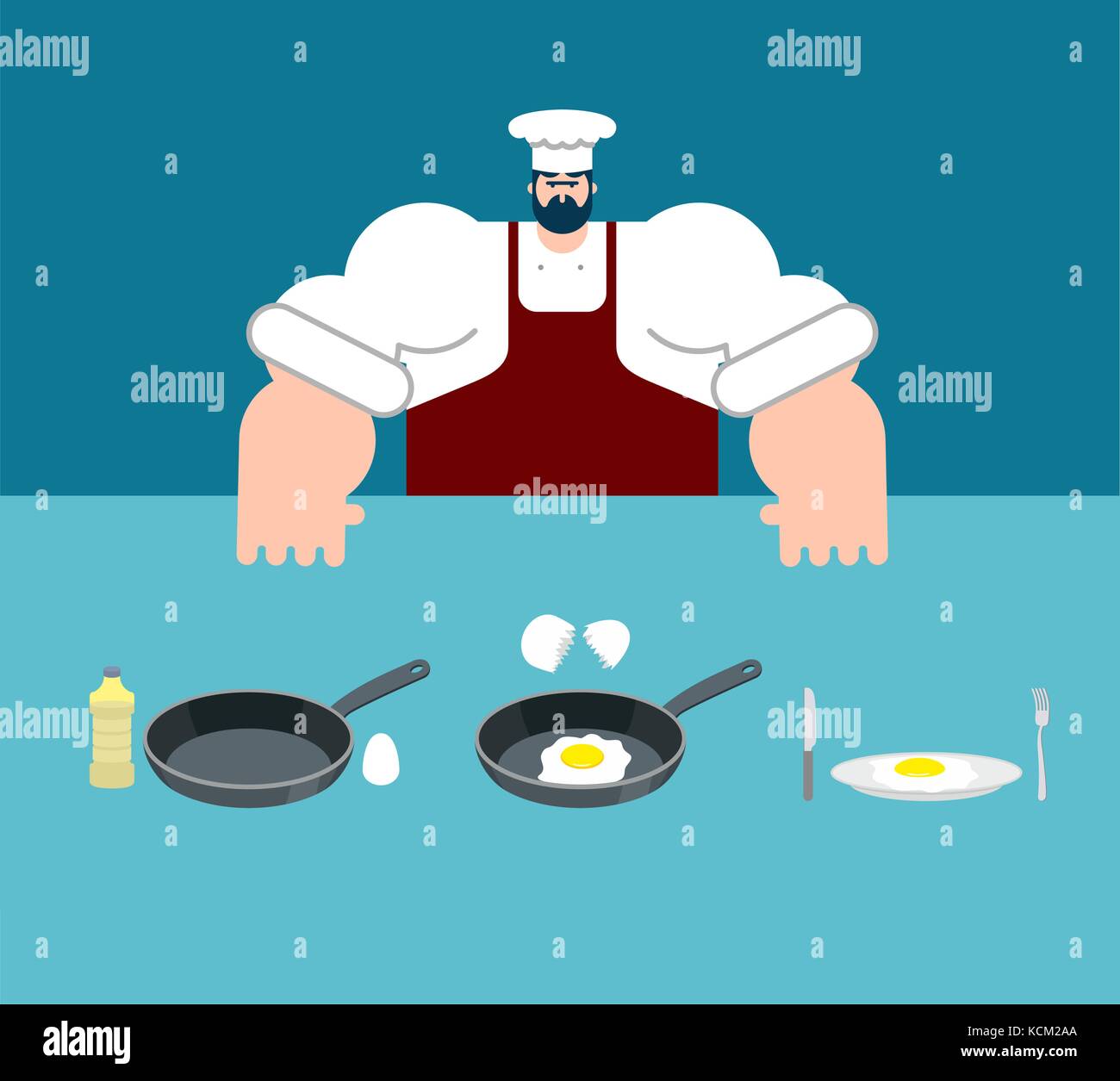 Scrambled eggs cooking instruction. Chef directions omelet. Step by ...