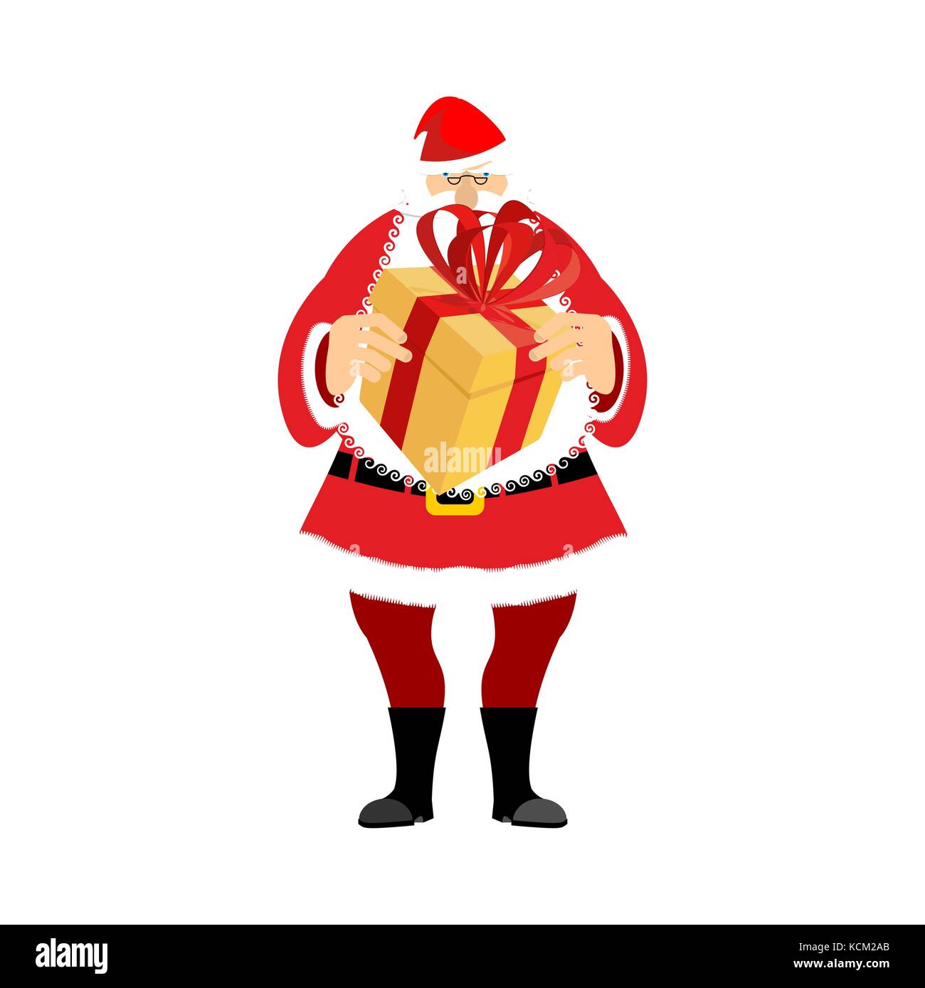 Santa Claus and gift box. Christmas and New Year Vector illustration ...