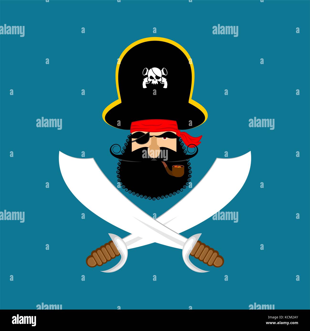 Pirate logo. head of buccaneer and sabers. pirate symbol. Vector ...