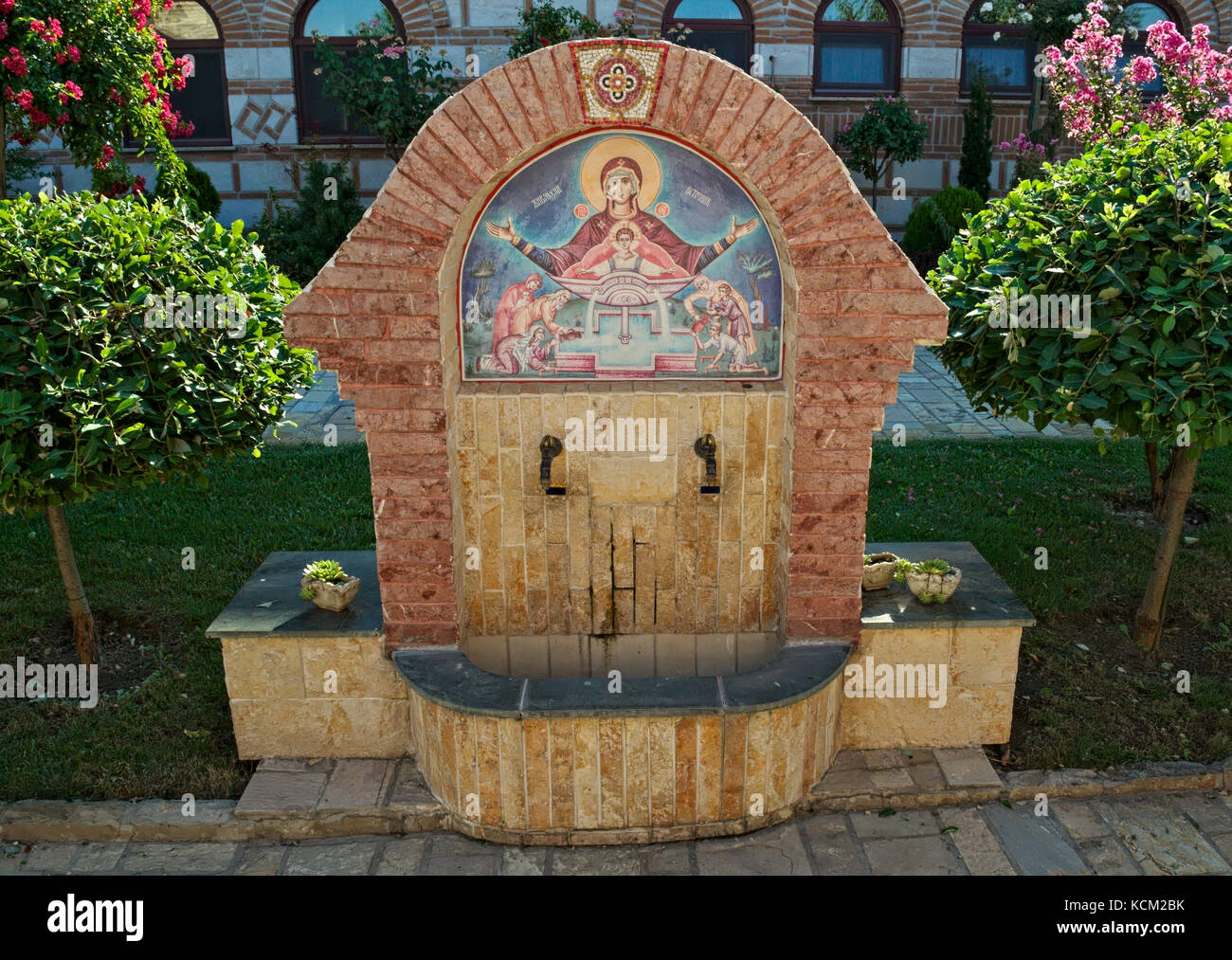Fountain in garden of orthodox monastery in Kac, serbia Stock Photo - Alamy