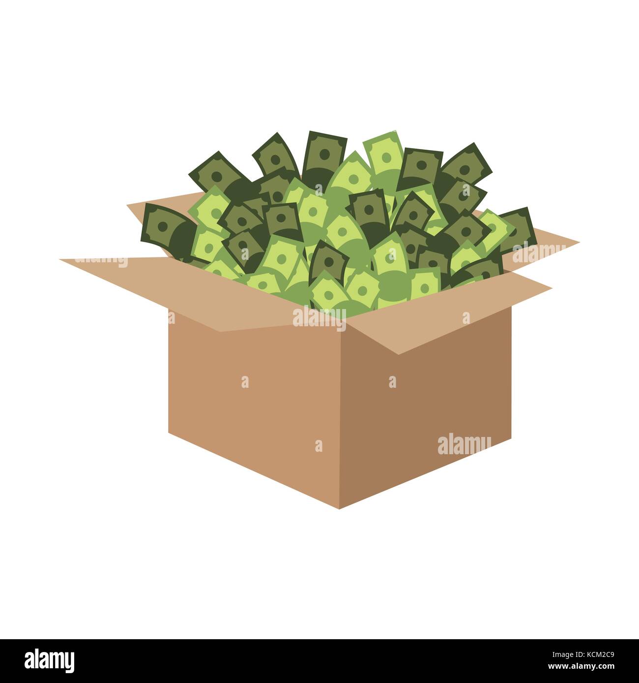 Box of money. Cardboard box and cash. Vector illustration Stock Vector ...
