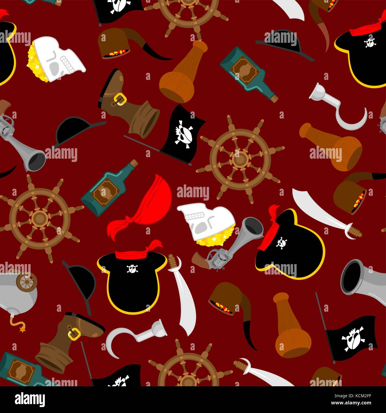 Pirate seamless pattern. piratical accessory ornament. buccaneer ...