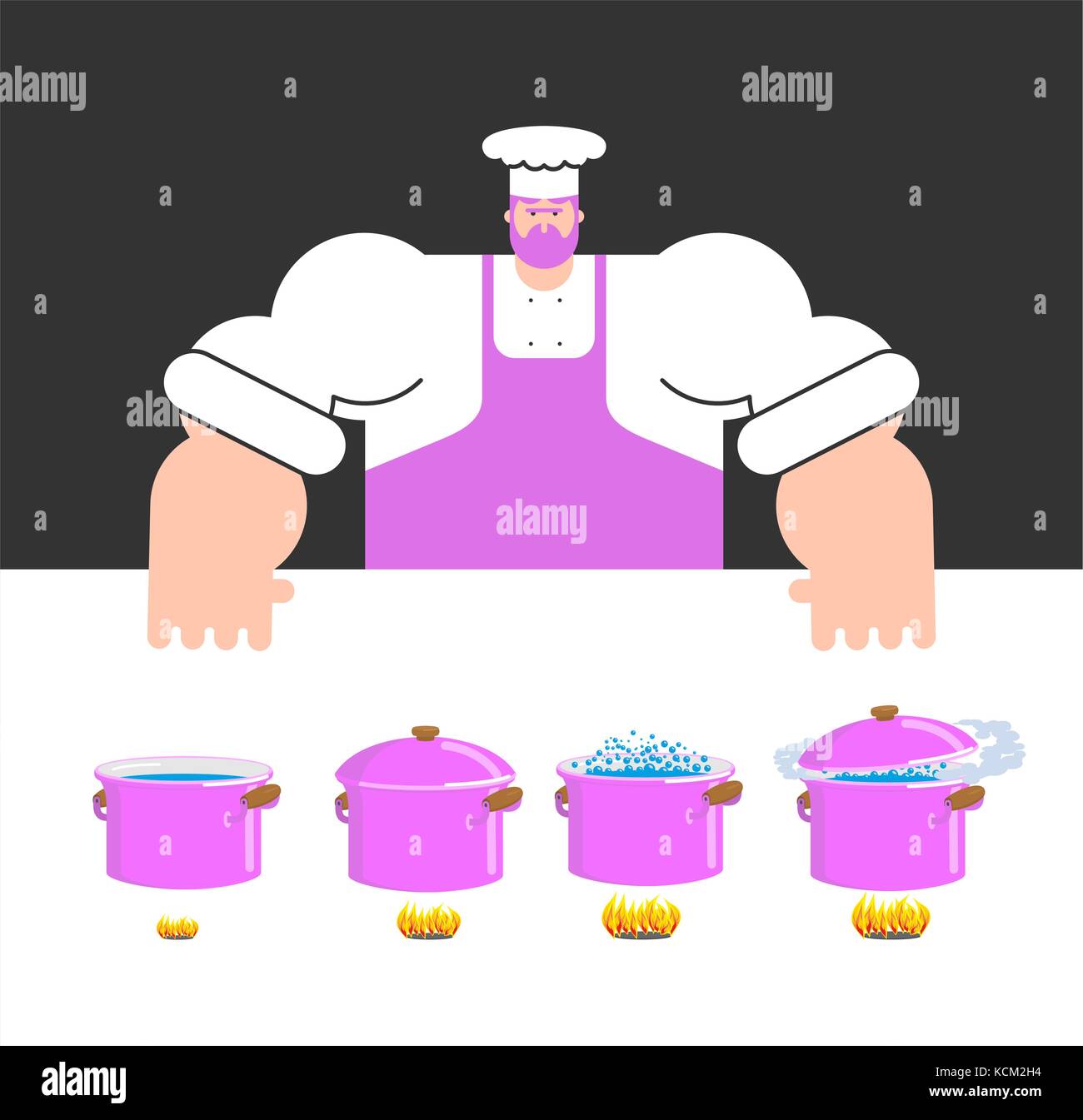 Cooking instruction template. Chef and saucepan. Step by step food ...