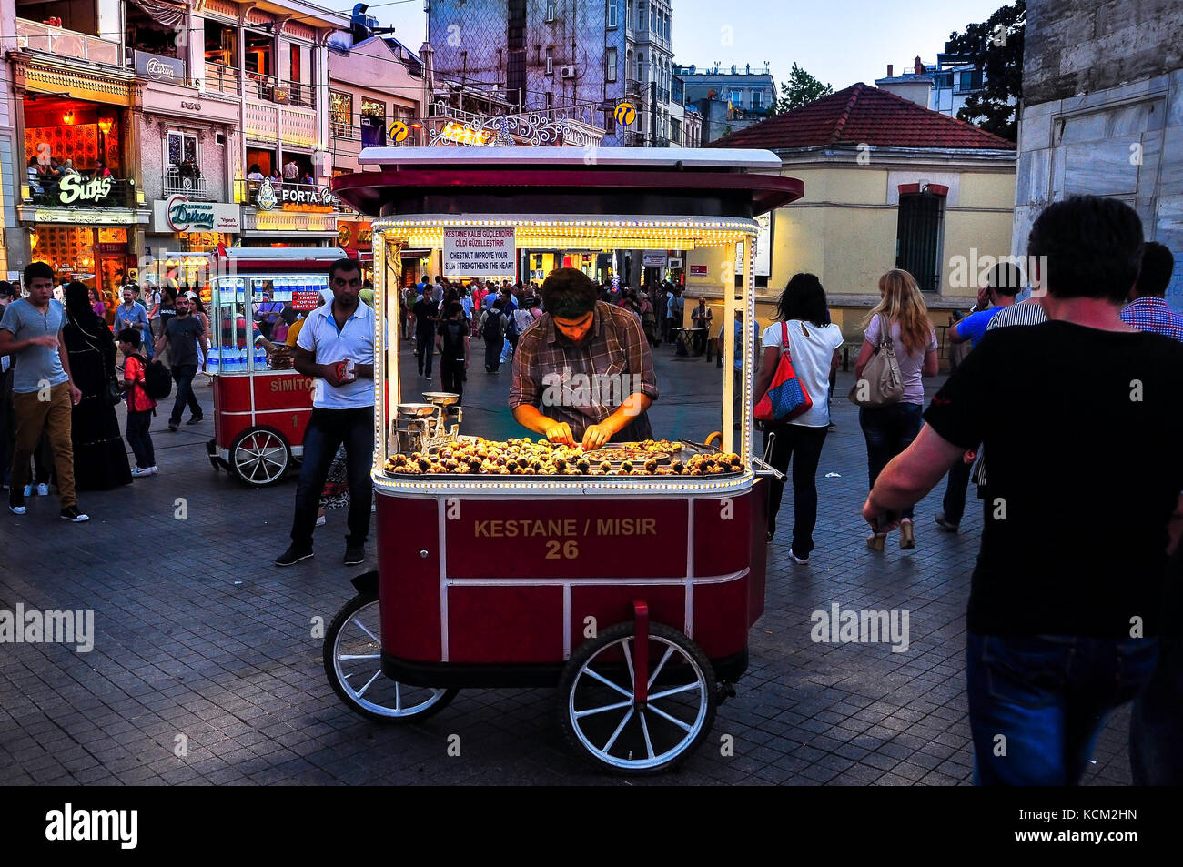 Roasted Chestnuts Cart street food Stock Photo - Alamy