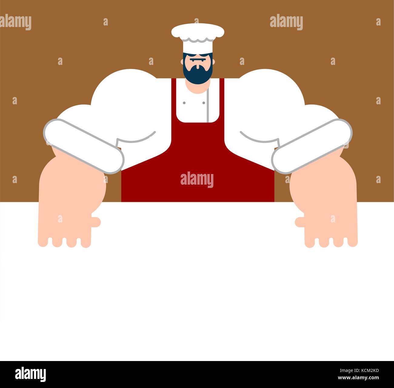 Chef and table. Template for restaurant. Vector illustration Stock ...