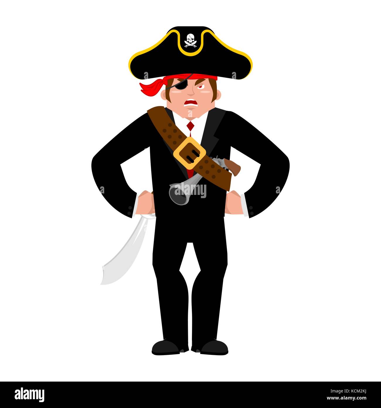 Businessman pirate. Manager of filibuster. Business buccaneer. Vector ...