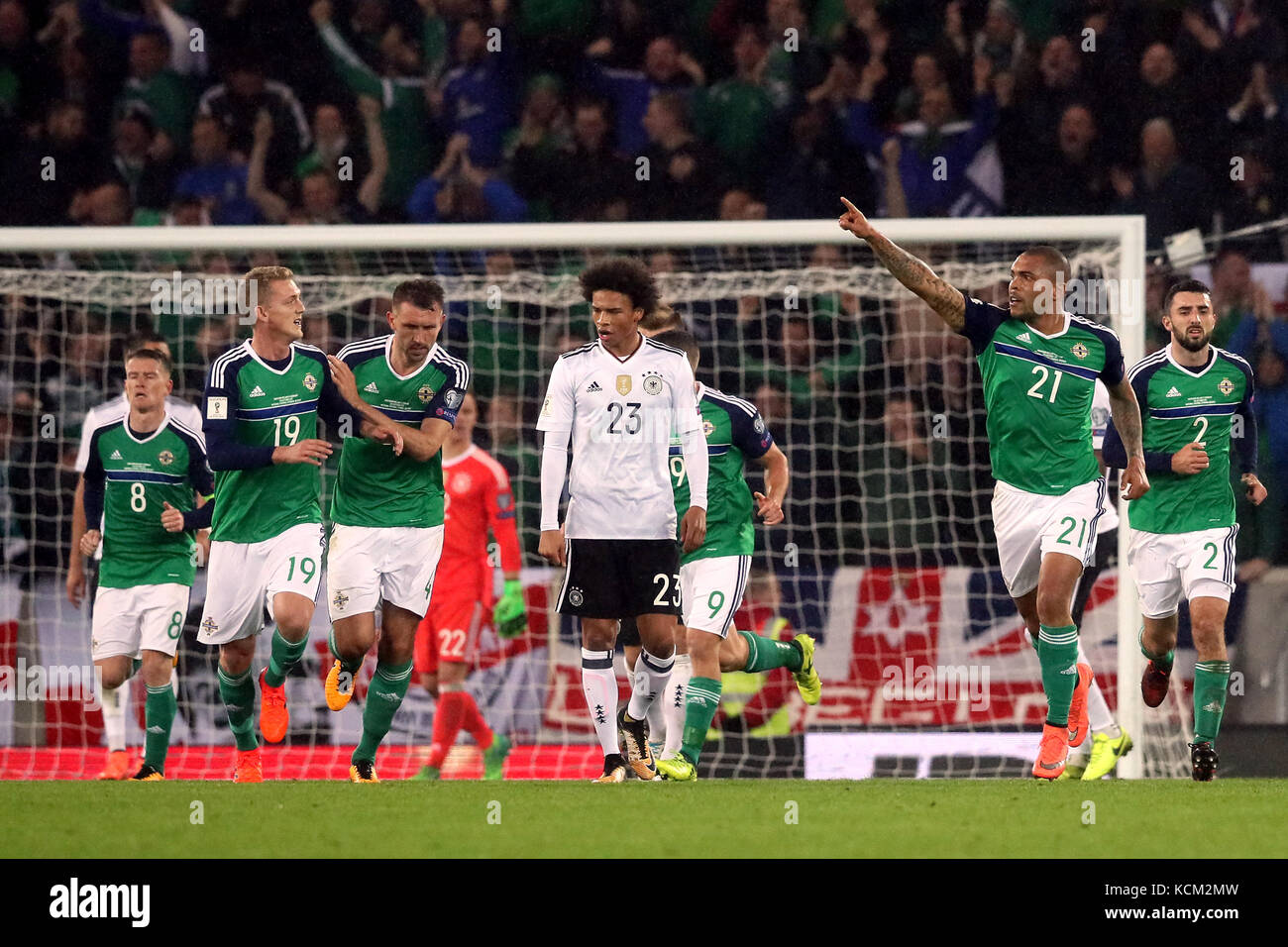 Northern Ireland's Josh Magennis celebrates scoring his side's first ...