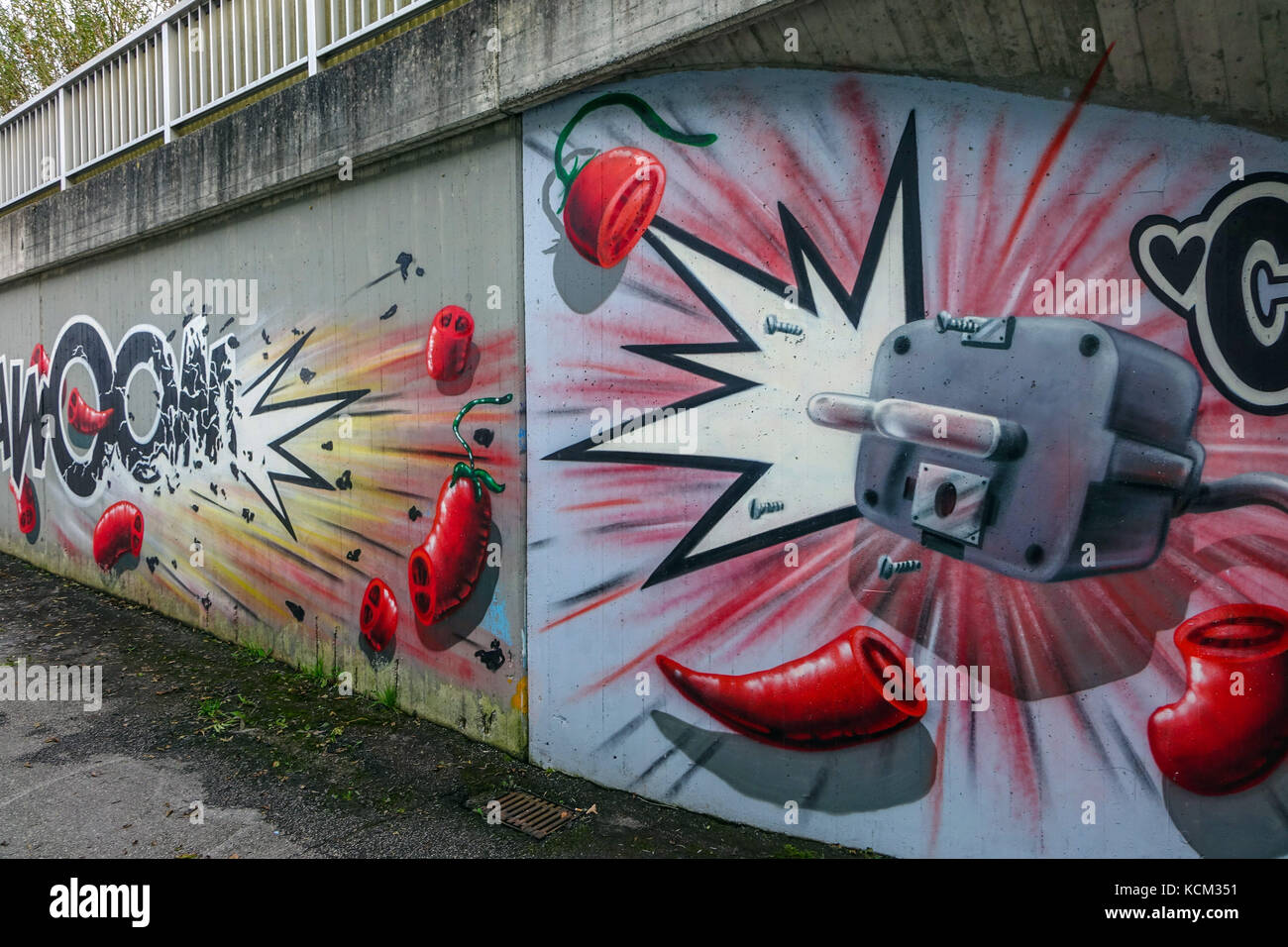 Impressive urban graffiti in concrete underpass, Austria, Stams ...