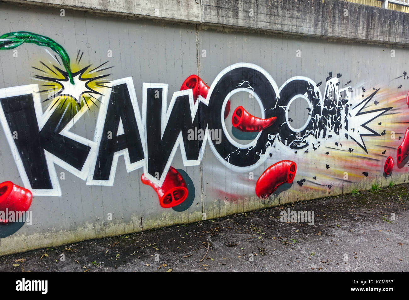 Impressive urban graffiti in concrete underpass, Austria, Stams ...