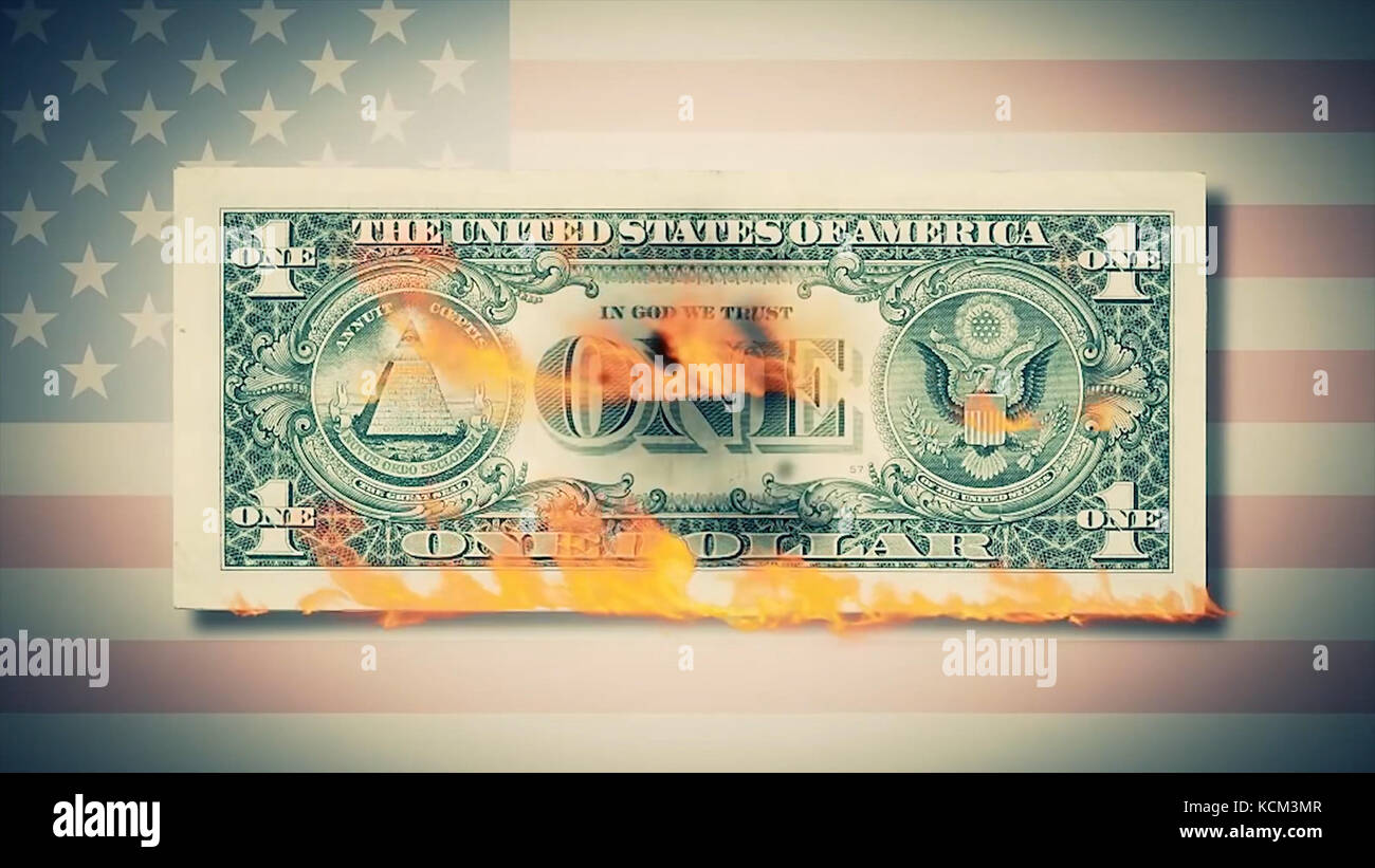 Burning one dollar bills animation. fire dollar. One hundred dollar ...