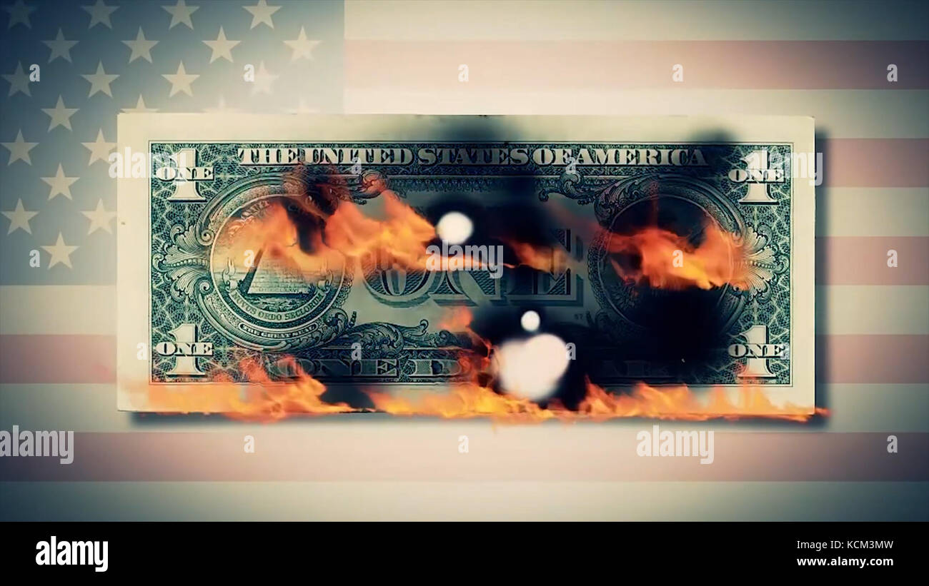 Burning one dollar bills animation. fire dollar. One hundred dollar ...