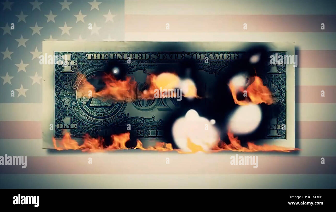 Burning one dollar bills animation. fire dollar. One hundred dollar ...