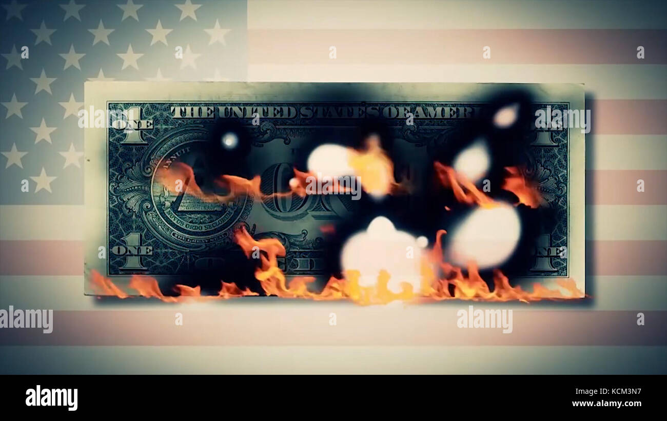 Burning one dollar bills animation. fire dollar. One hundred dollar ...