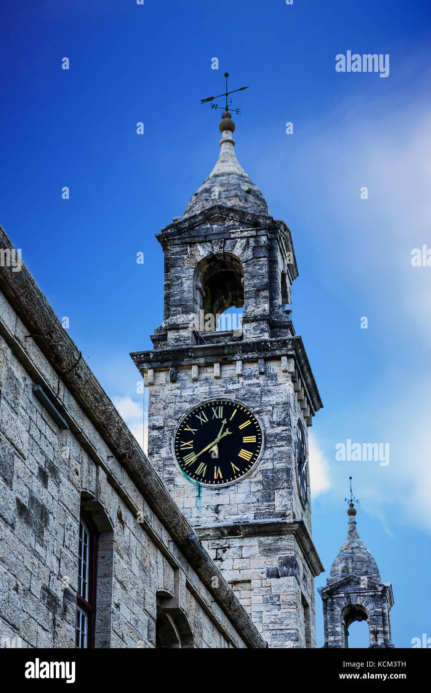 Old Naval Dockyward Clock Tower in Bermuda Stock Photo - Alamy