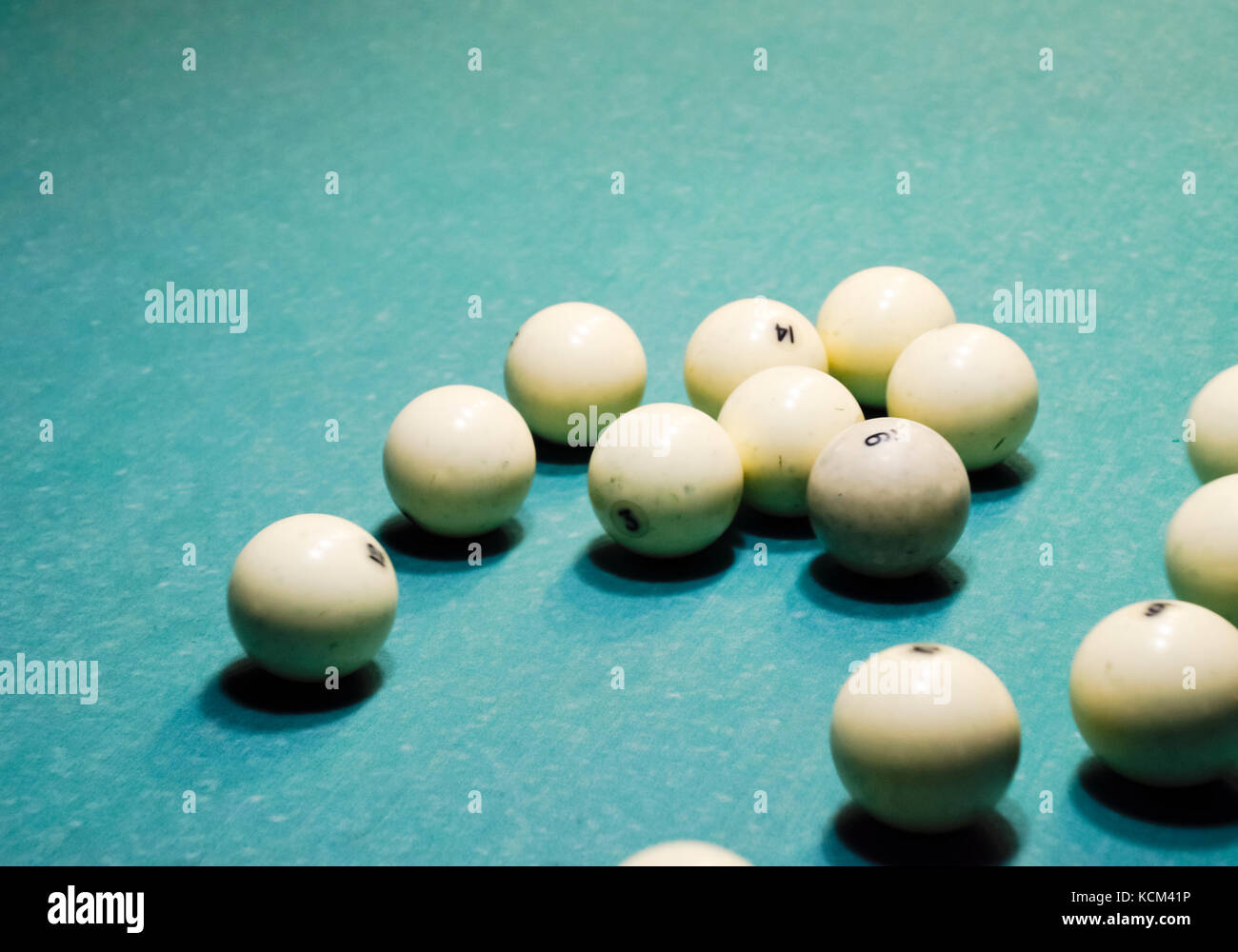Billiards, billiard table. Balls on the billiard table Stock Photo - Alamy
