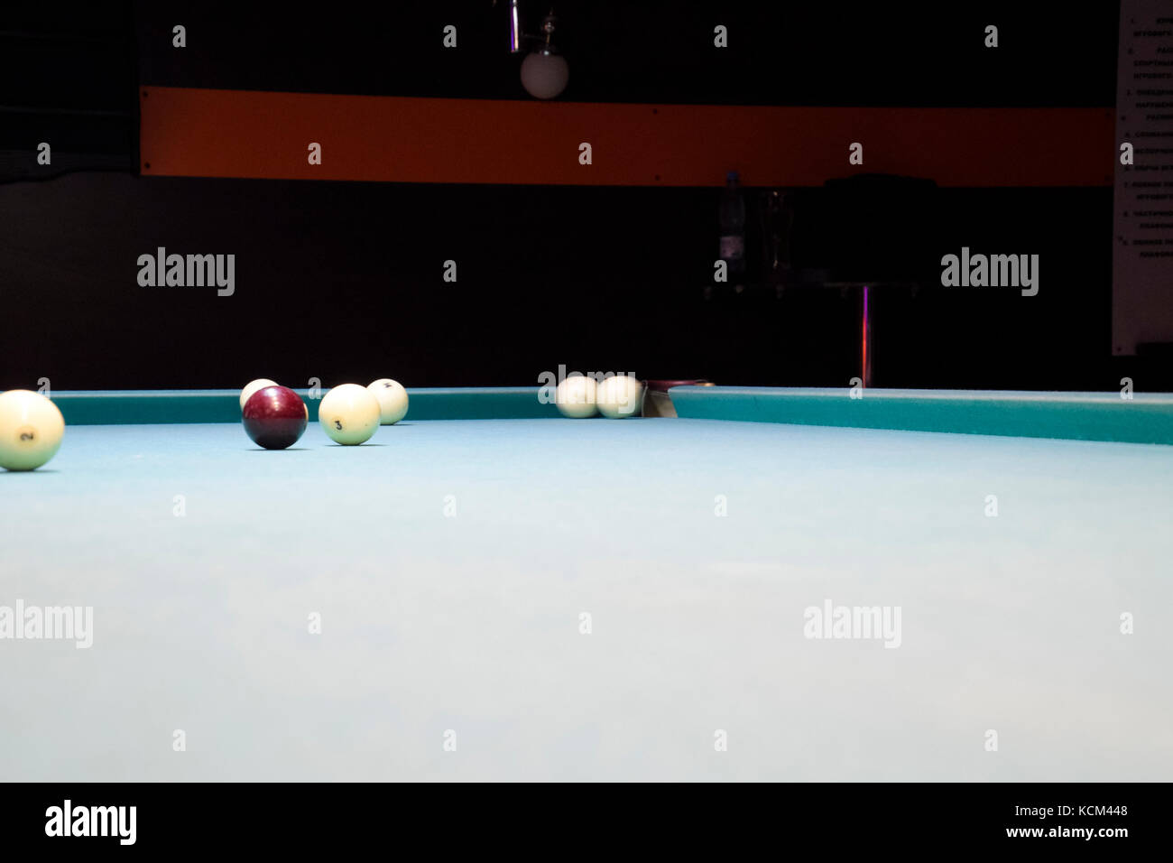 Billiards, billiard table. Balls on the billiard table Stock Photo - Alamy